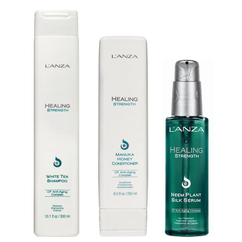 Kit Strength Lanza Shampoo White Tea + Cond. Manuka + Serum Neem Plant ...