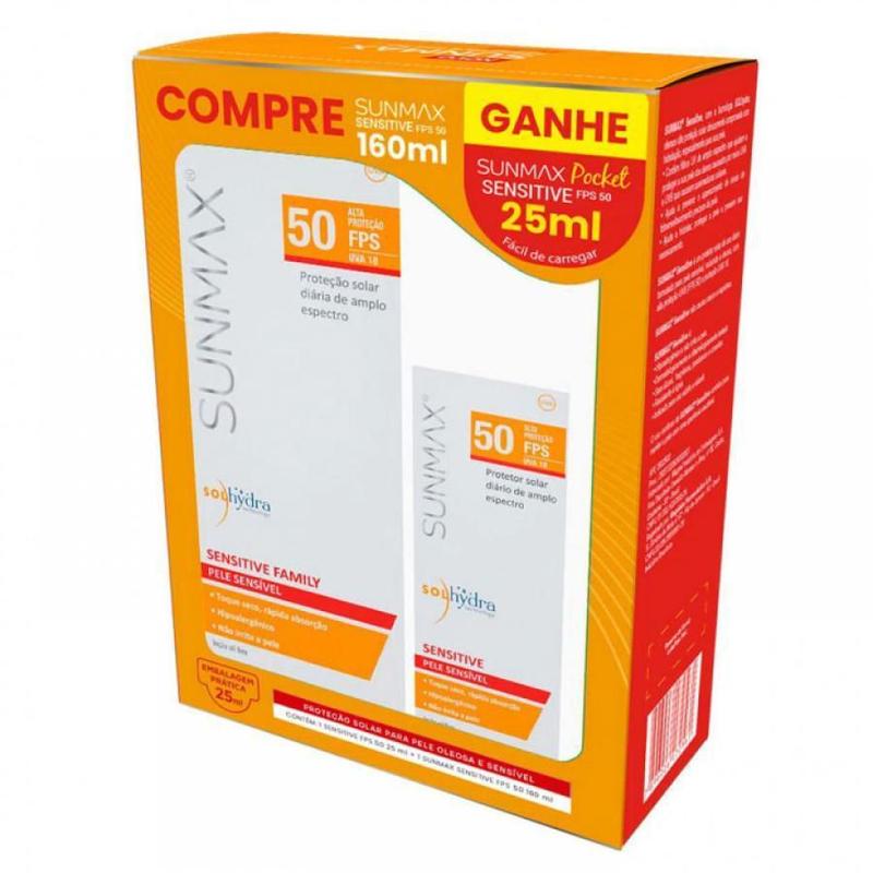 Kit Sunmax Sensitive Fps50 160Ml Protetor Solar Fps50 25Ml - Megalabs ...
