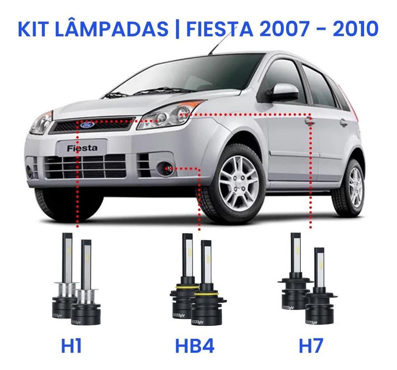 Kit Super Led Fiesta 2007/2010 Farol Alto Baixo E Milha - Shocklight ...