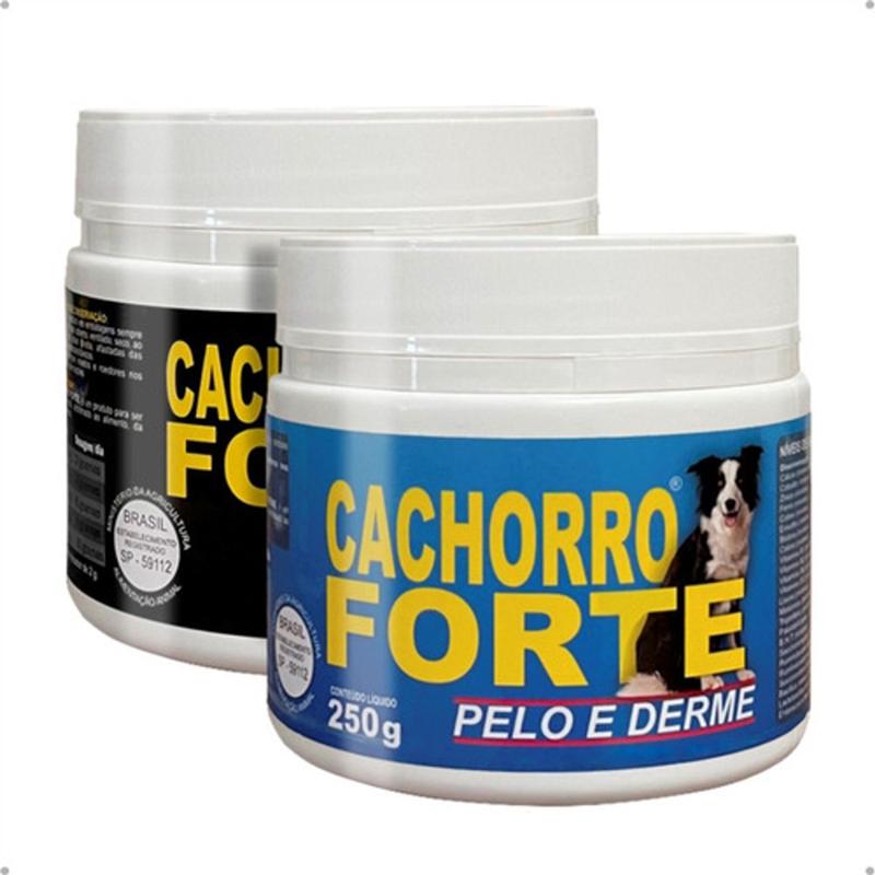 Kit Suplemento 1un Cachorro Forte Premium Pote + 1 Pelo E Derme Pote ...