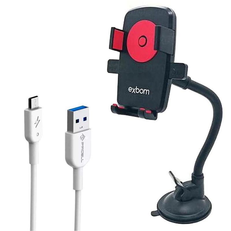 Kit Suporte Veicular Universal GPS SP-T24 + Cabo USB CB15 - Exbom - Suporte Automotivo para ...