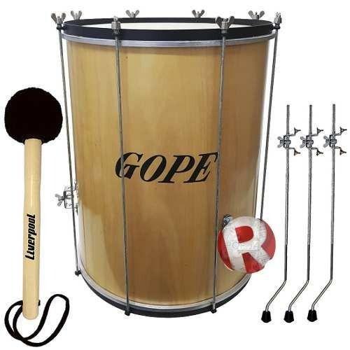 Kit Surdo Gope Madeira 60cm 18 Pele Couro C/ Tripé + Baqueta - Bateria ...
