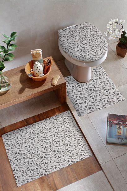 Kit tapetes para Banheiro - Capacho + Piso Vaso + Tampa Vaso - Elisa ...