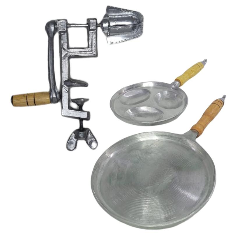 Kit tapioca 3 peças em alumino fundido, tapioqueira, ralador de coco ...