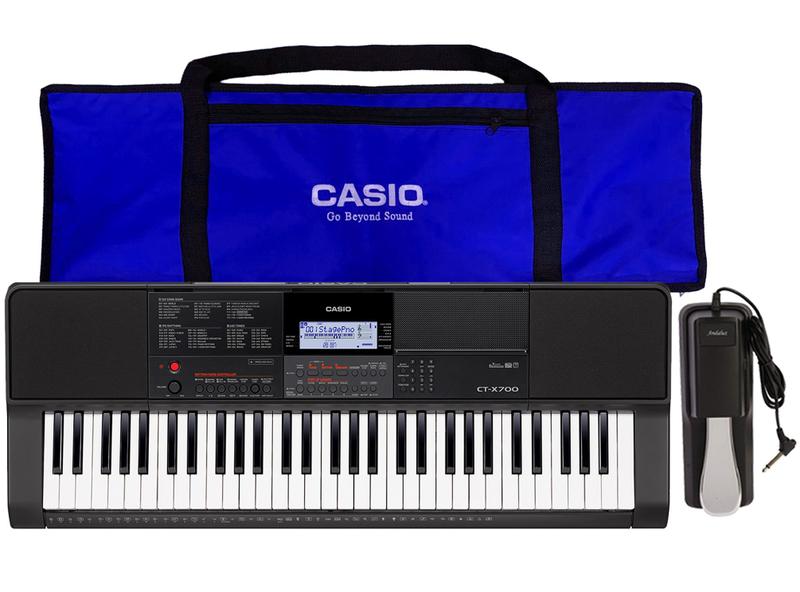 Kit Teclado Casio CTX700 USB Musical Profissional 5/8 Com Capa Azul e ...