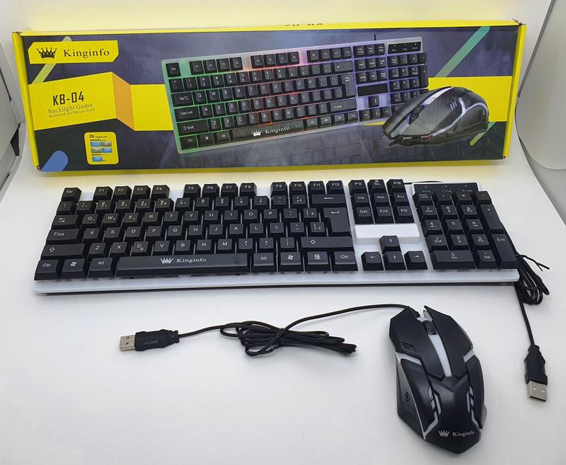 Kit Teclado e Mouser Gamer Kinginfor Kb04 Black White - Kit Gamer - Magazine Luiza
