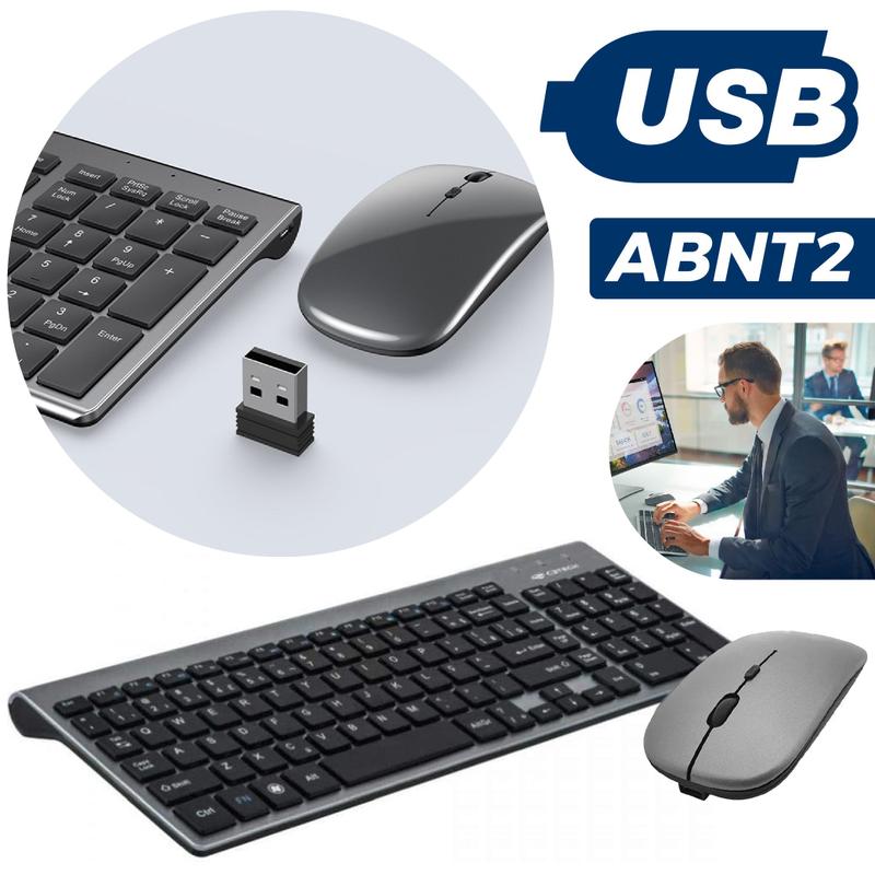 Kit Teclado Mouse Smart Sem Fio 2.4g Recarregável Wireless USB Com ...