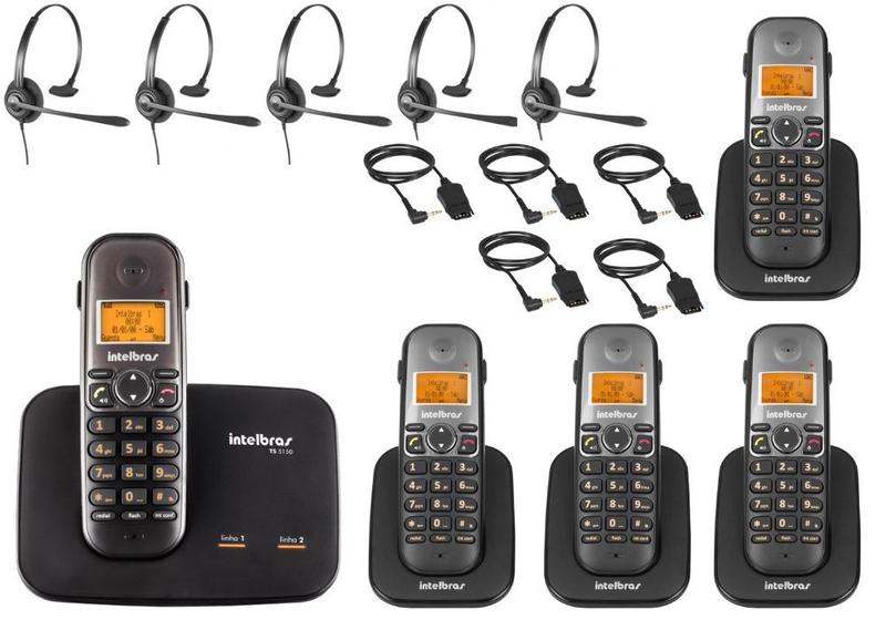 Kit Telefone Sem Fio TS 5150 + 4 Ramal e THS 55 Intelbras - Aparelhos ...