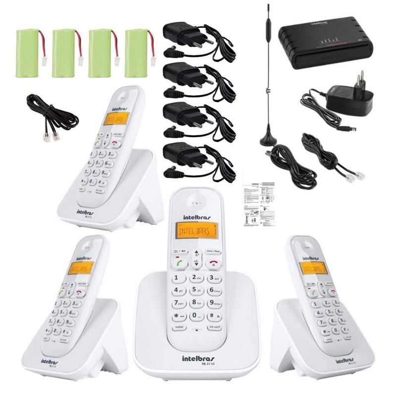 Kit Telefone TS 3110 Intelbras Bina 3 Ramal interface Chip - Ramais ...