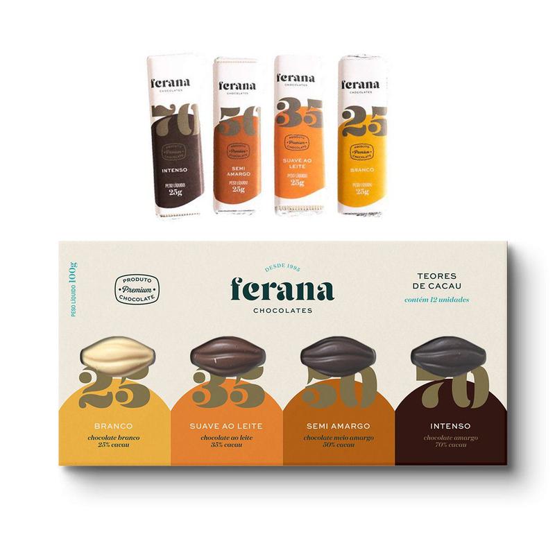 Kit Teores - Estojo Teores + 4 Tabletes 25g - Ferana Chocolates ...