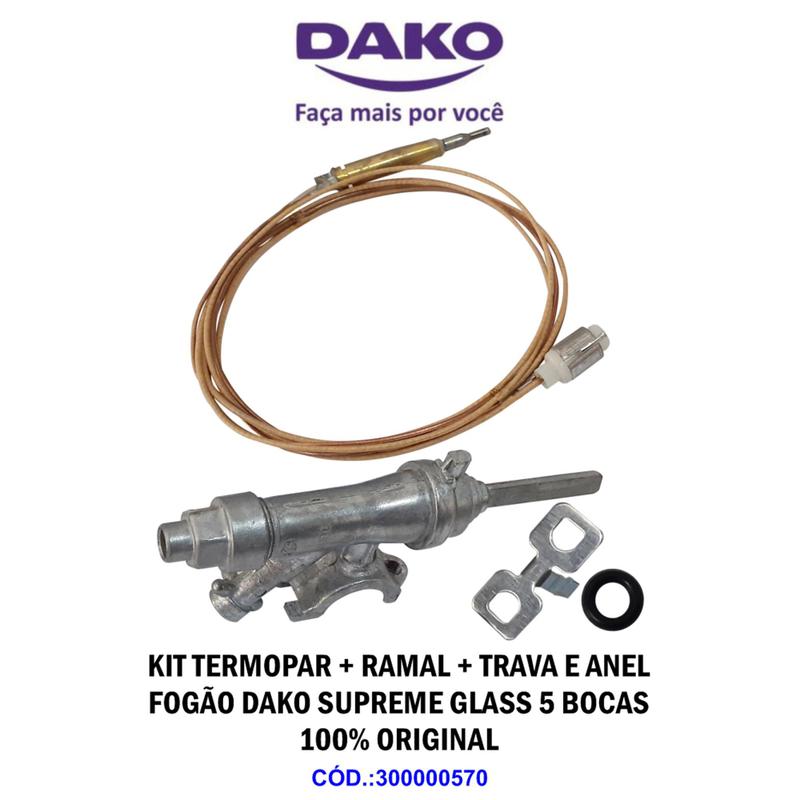 Kit termopar + ramal + trava e anel fogão dako supreme glass 5 bocas ...