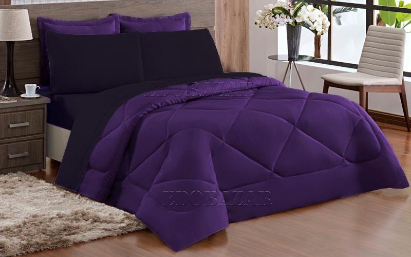 Kit ternura Edredom Casal Queen D Face Roxo Preto - DUCASA ENXOVAIS ...