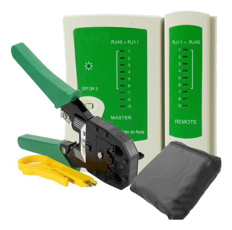 Kit Testador Cabo de Rede e Alicate Crimpador Rj45 Rj11 Profissional ...