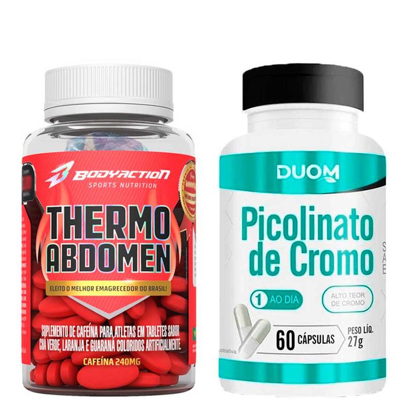 Kit thermo abdomen 60 tabs body action picolinato de cromo 60 caps duom ...