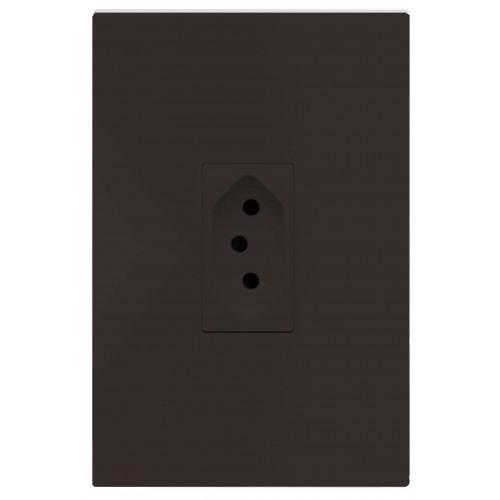 Kit Tomada 10A Vertical 4X2 Brs12137-1Ch - Blux Recta Chocolate Satin ...