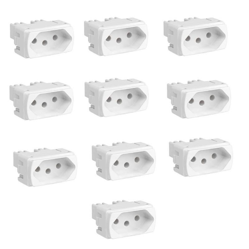 Kit Tomada Tramontina 2p+t 10a/ 250v Branco - Espelho / Placa de Tomada ...