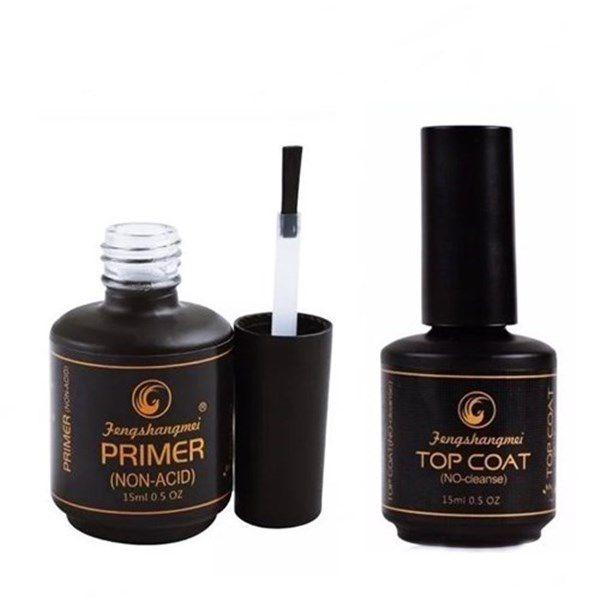 Kit Top Coat Primer Non Acid 15ml Pretinho Do Poder Fengshangmei - Top ...