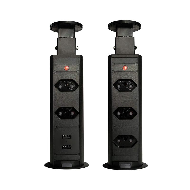 Kit Torre Tomada Multiplug 2 Tomadas 2 USB e Torre Tomada 3 Tomadas ...