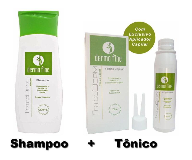 Kit Tratamento Capilar Tônico + Shampoo Tricoderm Dermafine - Puffs ...