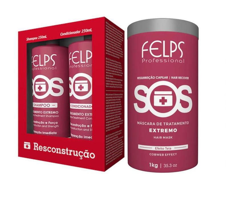 Kit Tratamento Reconstrução E Máscara S.O.S Felps - Felps Professional ...