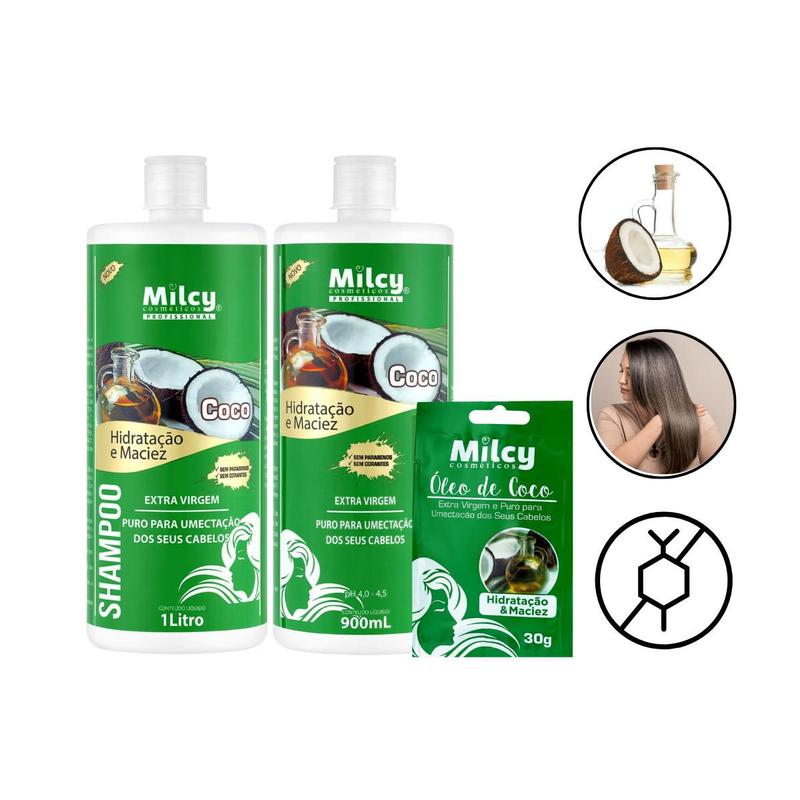 Kit Tratamento Shampoo Condicionador Sache Coco Milcy Maciez - Kit de Tratamento para Cabelos ...