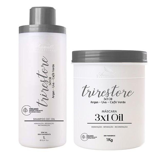 Kit Tri Restore Shampoo e Mascara Aramath 1L - Kit de Tratamento para ...