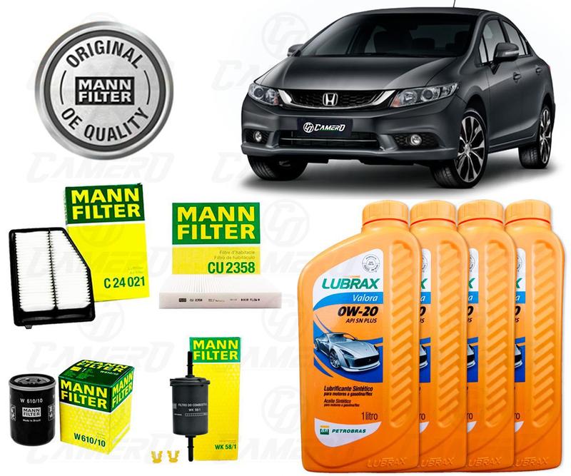Kit Troca De Óleo 0w20 e Filtros Honda Civic 2.0 2015 2016 - MANN ...