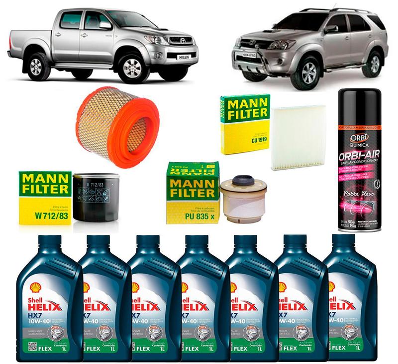 Kit Troca Óleo e Filtros Toyota Hilux / Sw4 3.0 2005/2011 - SHELL, MANN ...