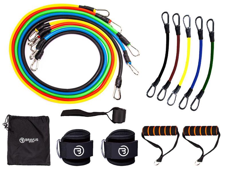 Kit Tubing Multifunção 16 Peças Elástico Extensor Treino em Casa Bravus ...