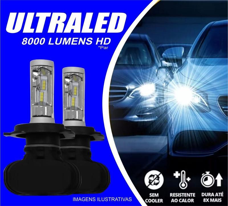 Kit Ultra Led Luz Alta Baixa H4 8000lm 6000k 12v/24v Prisma Spin Ônix ...