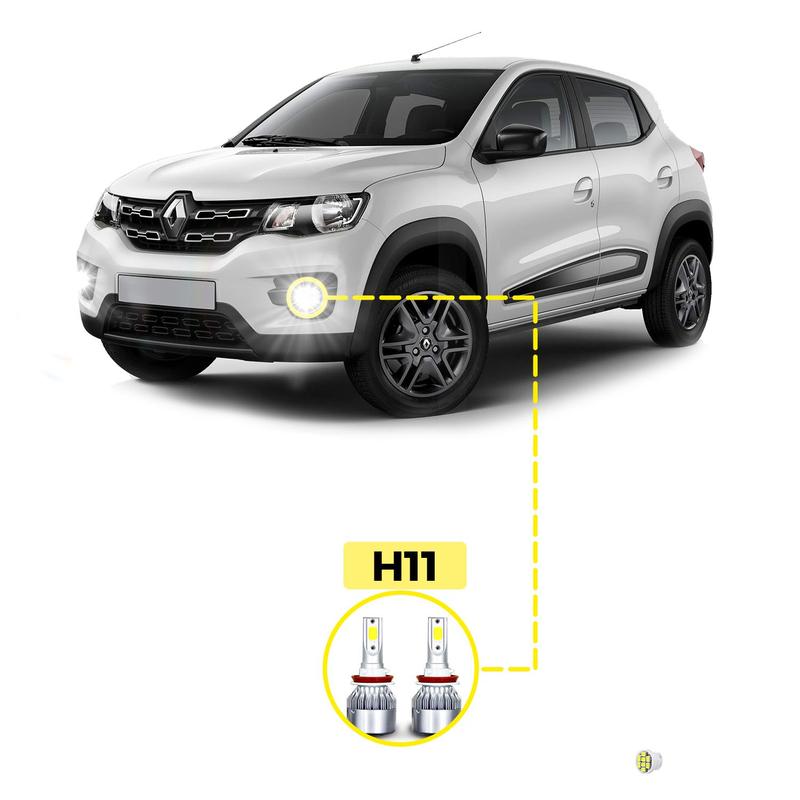 Kit Ultra LED Renault Kwid 2017/22 20000 Lúmens 6500K Milha - V10 ...