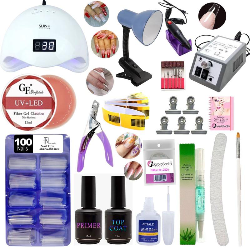 Kit Unhas De Gel Completo Profissional Fibras Cabine Led - GAROTA ...