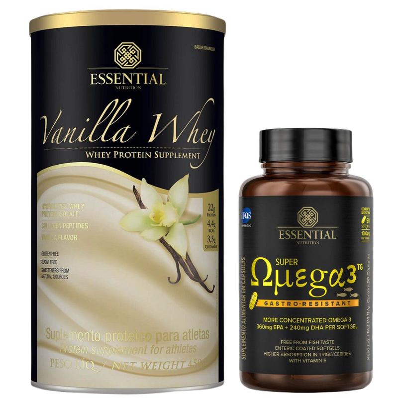 Kit Vanilla Whey Protein 450g + Super Omega 3 TG Gastro-Resistant 90 ...