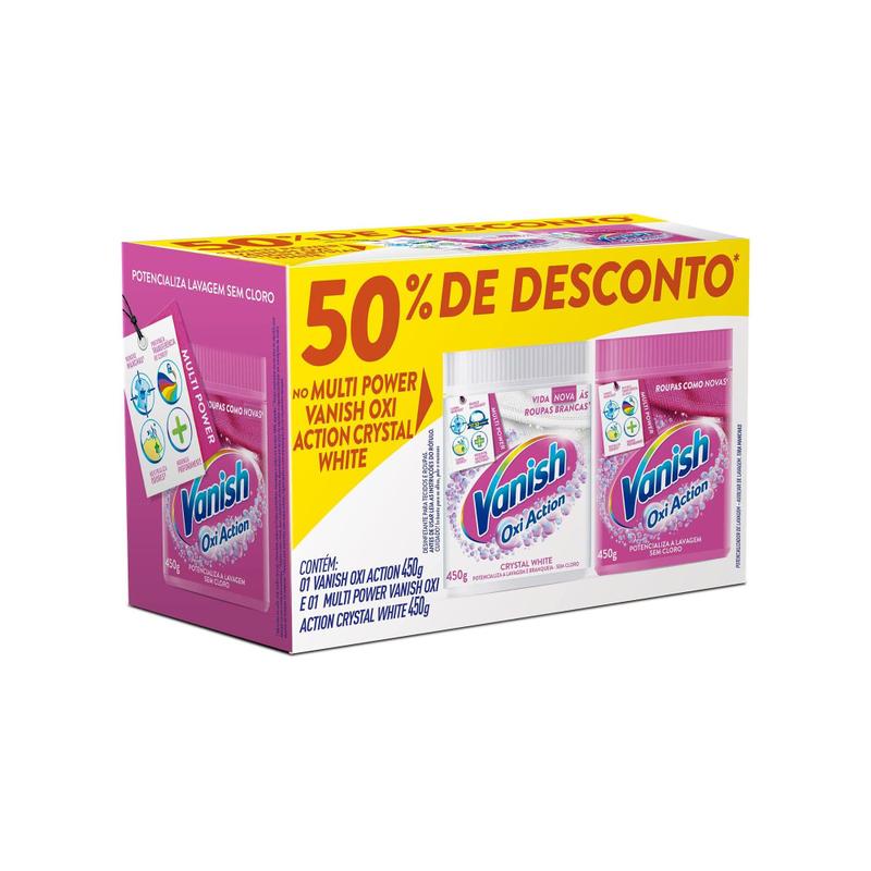 Kit Vanish Oxi Action 450g + Vanish Crystal White 450g - Tira Manchas ...