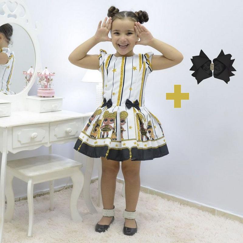 Kit Vestido Infantil Lol Queen Bee - Abelhinha + laço para cabelo ...