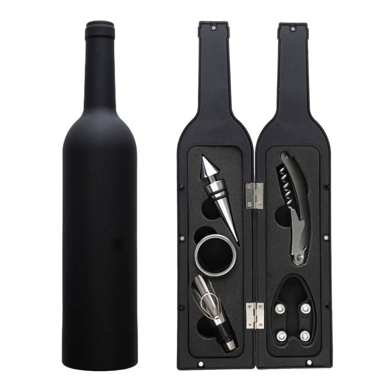 Kit Vinho C/5 Peças Abridor Saca Rolha Inox Forma Garrafa - CLINK - Kit ...