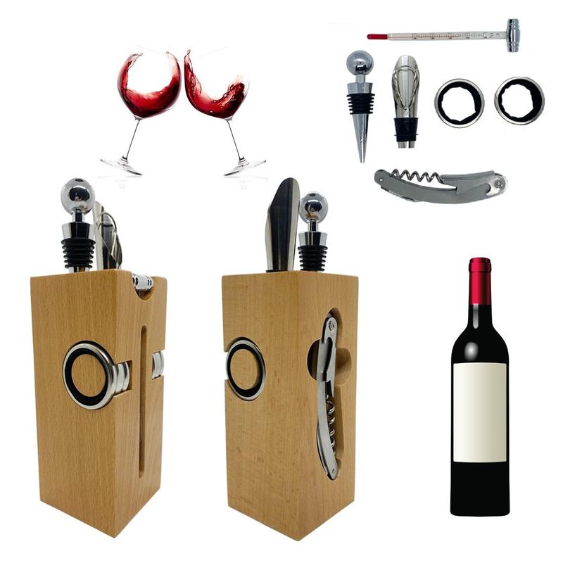 Kit Vinho Saca Rolha Dosador Termômetro Anel Tampa 6 Peças - Dantas ...