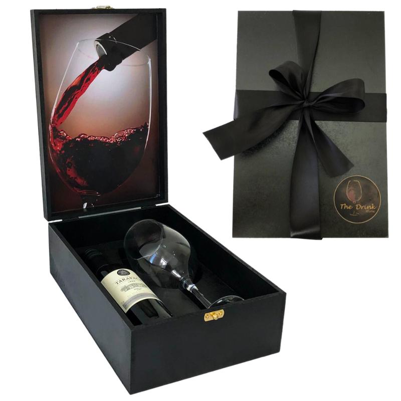 Kit Vinho Tinto 375ml + Taça Vidro 480ml + Caixa Presente - The Drink ...