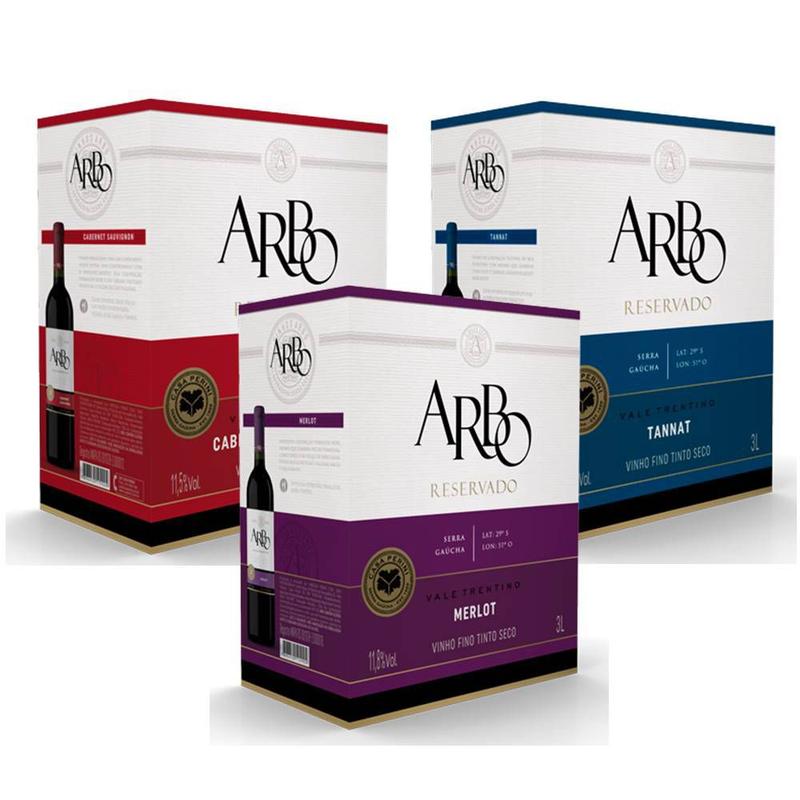 Kit Vinhos Arbo Bag in Box 3Lt - Merlot + Cabernet + Tannat - Casa ...