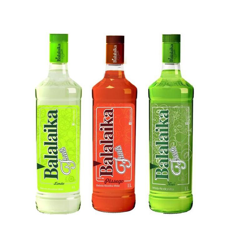 Kit Vodka Balalaika Fruits Pêssego + Limão + Kiwi 1l Cada - Vodka ...