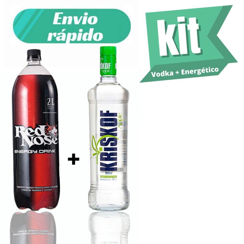 Kit Vodka Kriskof Maçã Verde + Energético 2L Red Nose - gb - Vodka ...
