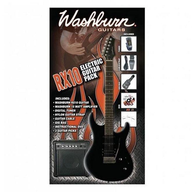 KIT Washburn RX10B PAK com Guitarra RX10 Preta e Combo WA15G 15W 220V ...