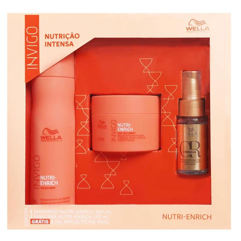 kit wella caixa presente enrich shampoo mascara e oleo 30ml - Kit de ...