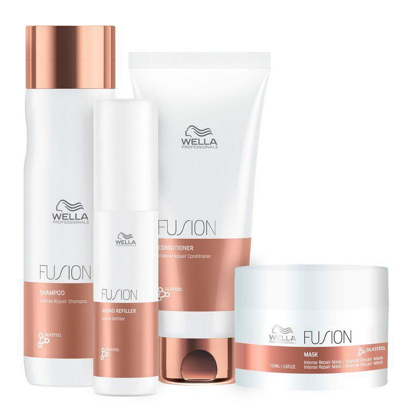 Kit Wella Fusion Shampoo Condicionador Máscara e Amino - Wella ...
