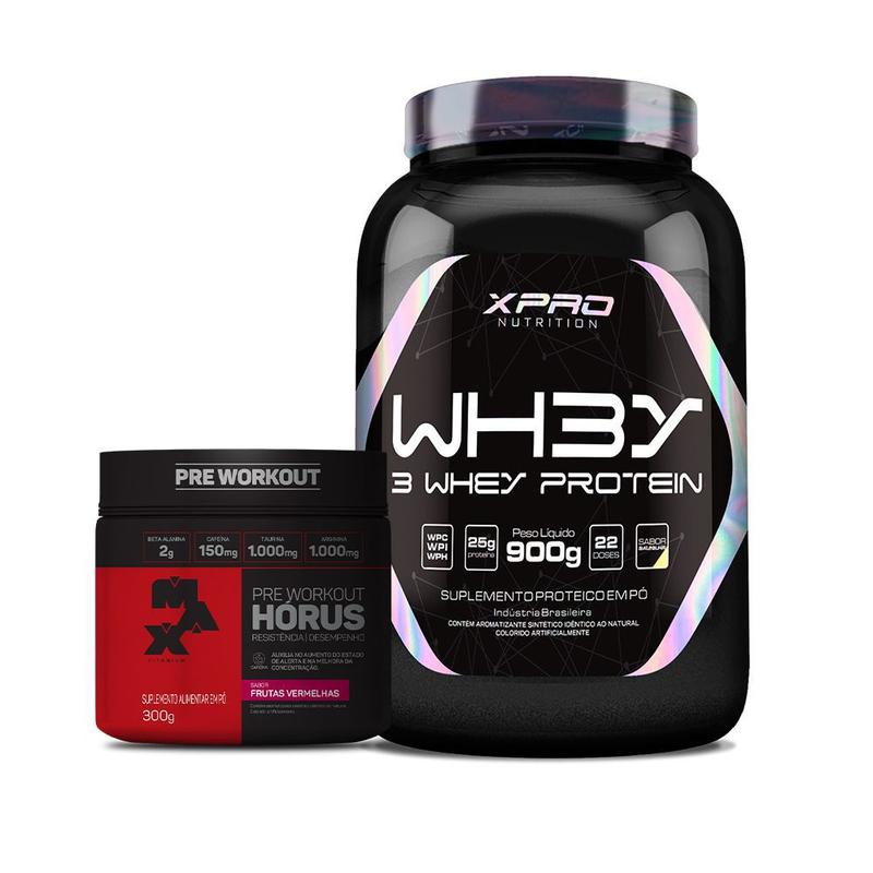Kit Whey 3W 900g - XPRO + Pré-Treino Hórus 150g - Max Titanium - XPRO ...
