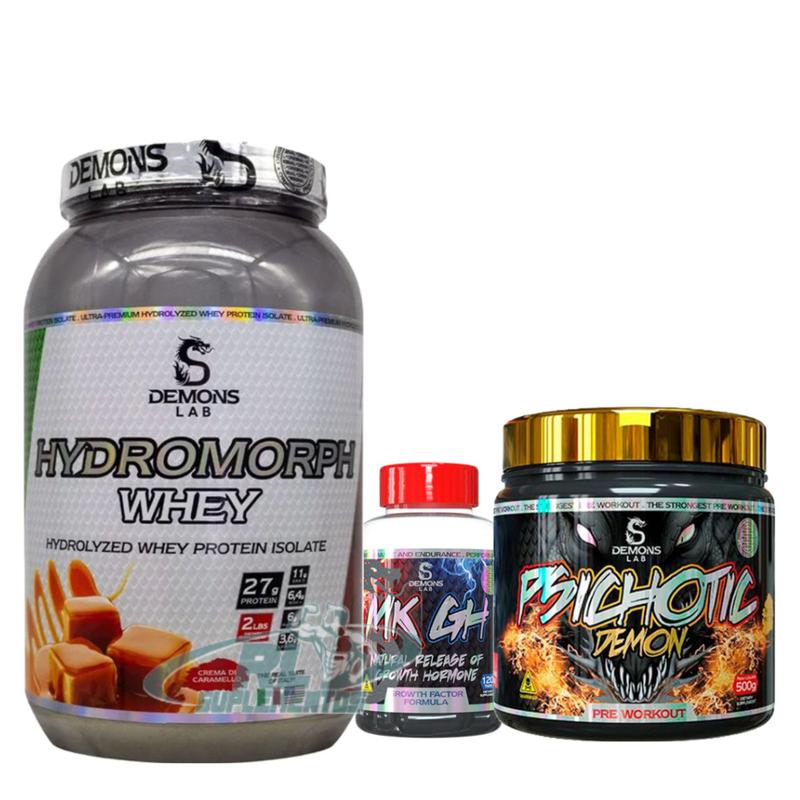Kit Whey Hidrolisado Hydromorph 900g + Mk Gh + Pré Treino Psichotic Demon Gold 500g - Demons Lab ...
