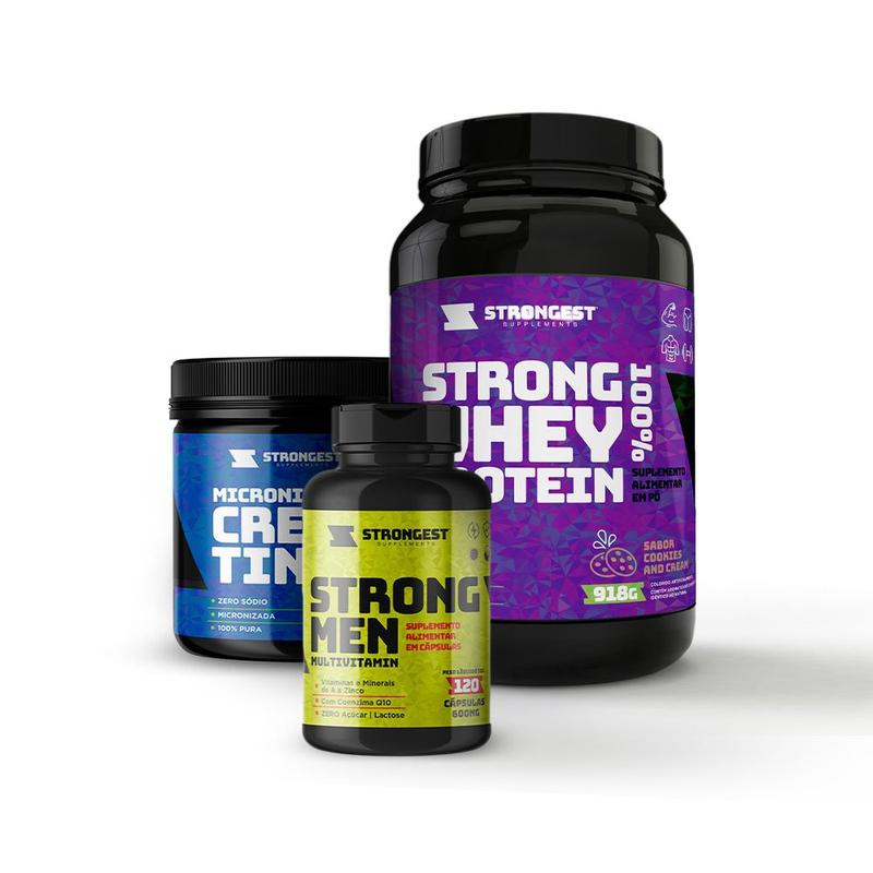 Kit Whey Protein 100% + Creatina + Strongmen - STRONGEST SUPPLEMENTS ...