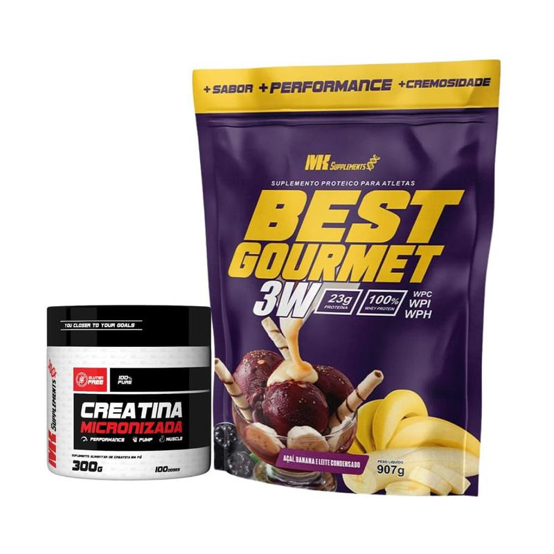 Kit Whey Protein Best Gourmet 3W 907g + Creatina Micronizada 300g - MK ...
