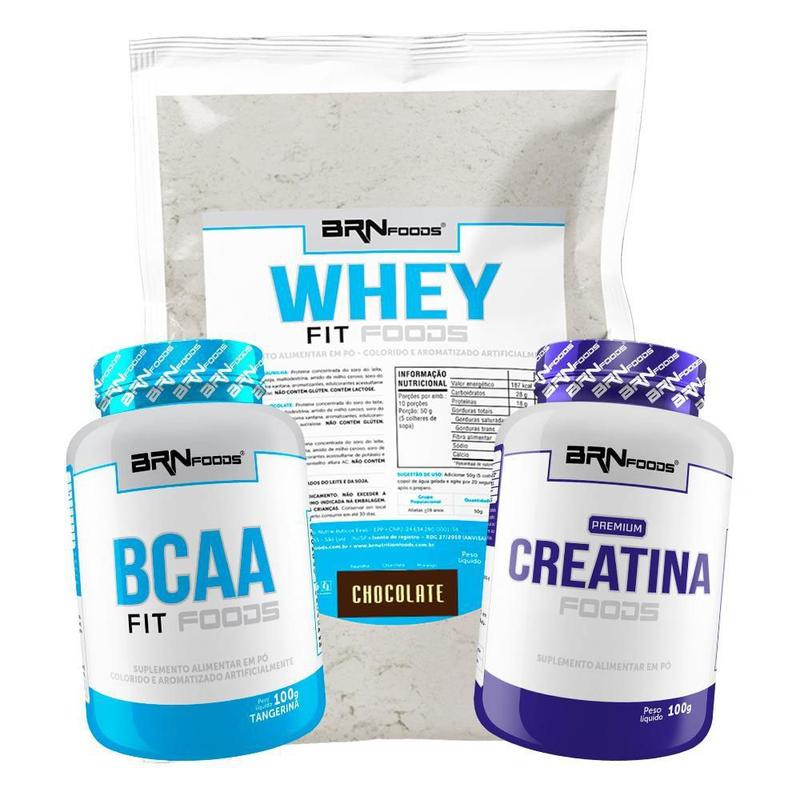 Kit Whey Protein Fit Foods 500G+ Bcaa Fit 100G+ Creatina - Brn Foods ...
