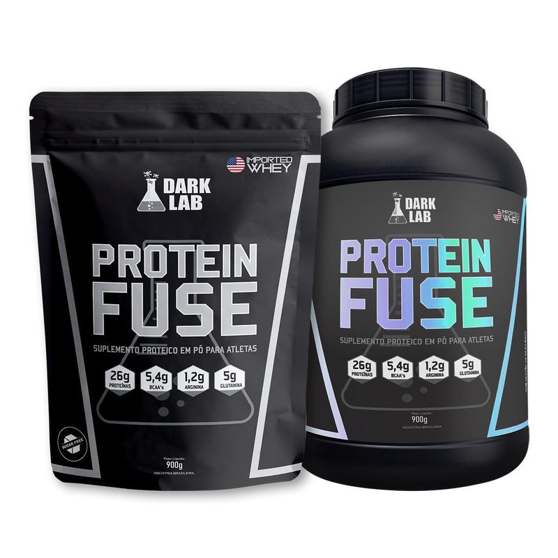 KIT Whey Protein Fuse 900g + Whey Protein Fuse 900g Refil Dark Lab ...